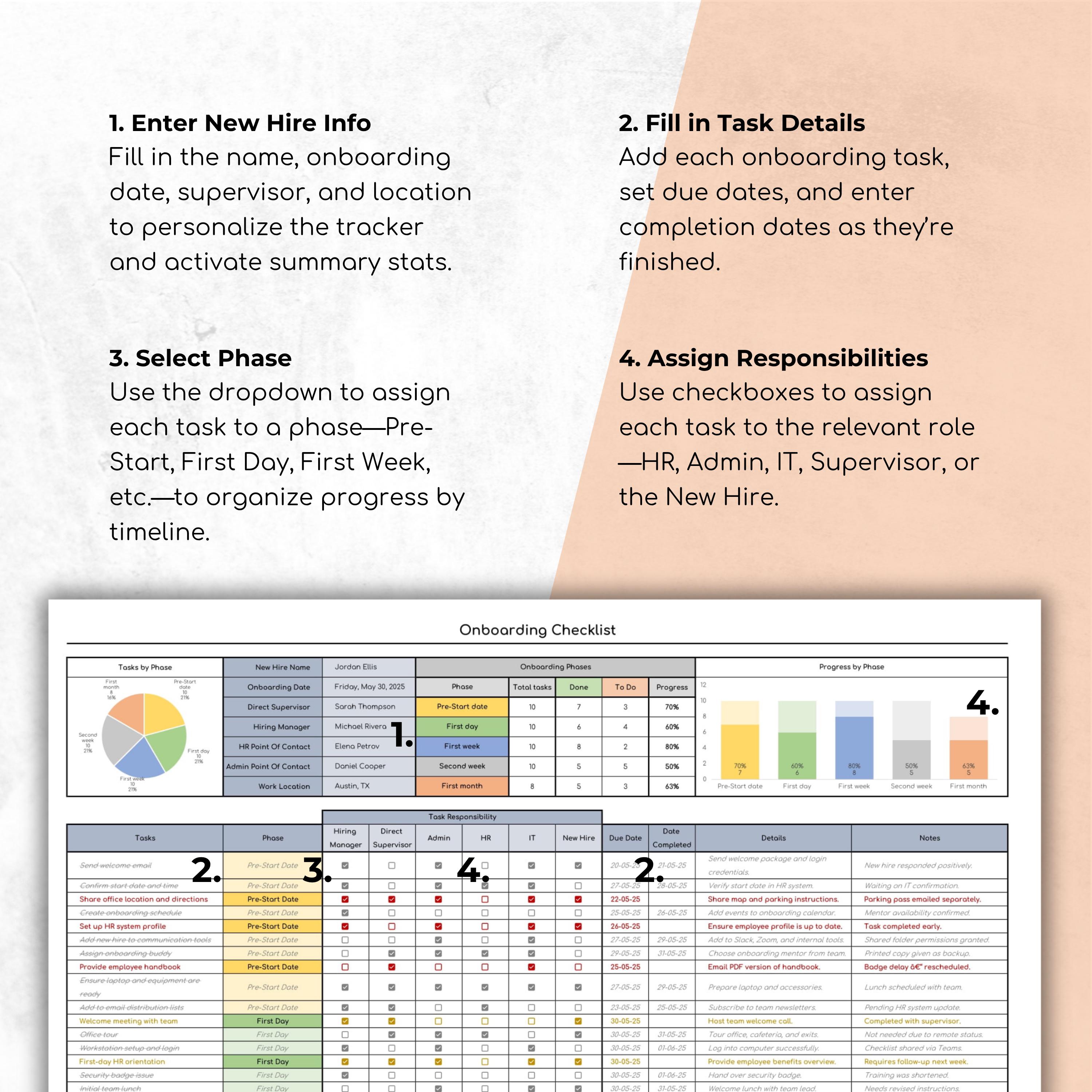 New Hire Onboarding Checklist: HR Spreadsheet Template (excel & Google ...