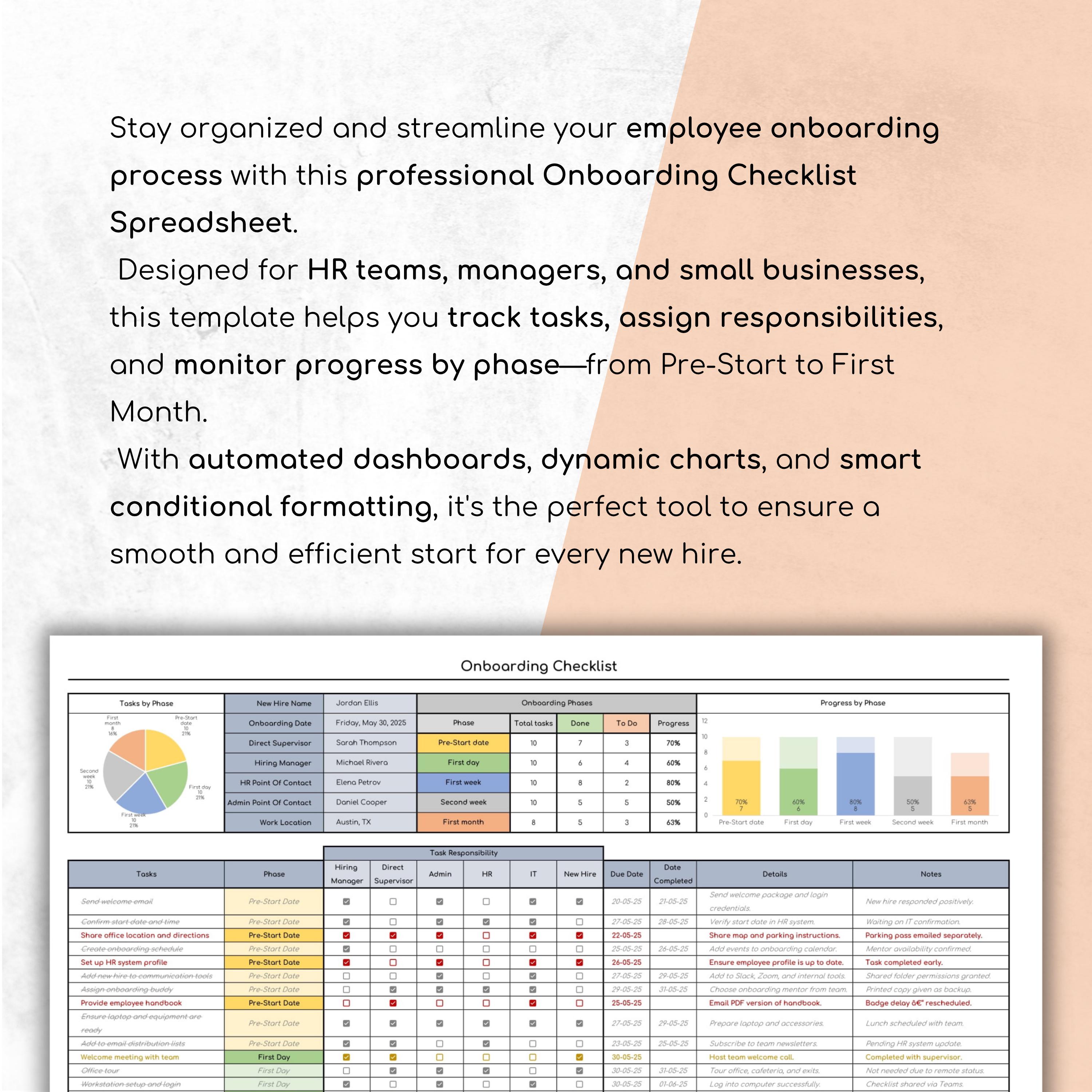 New Hire Onboarding Checklist: HR Spreadsheet Template (excel & Google ...