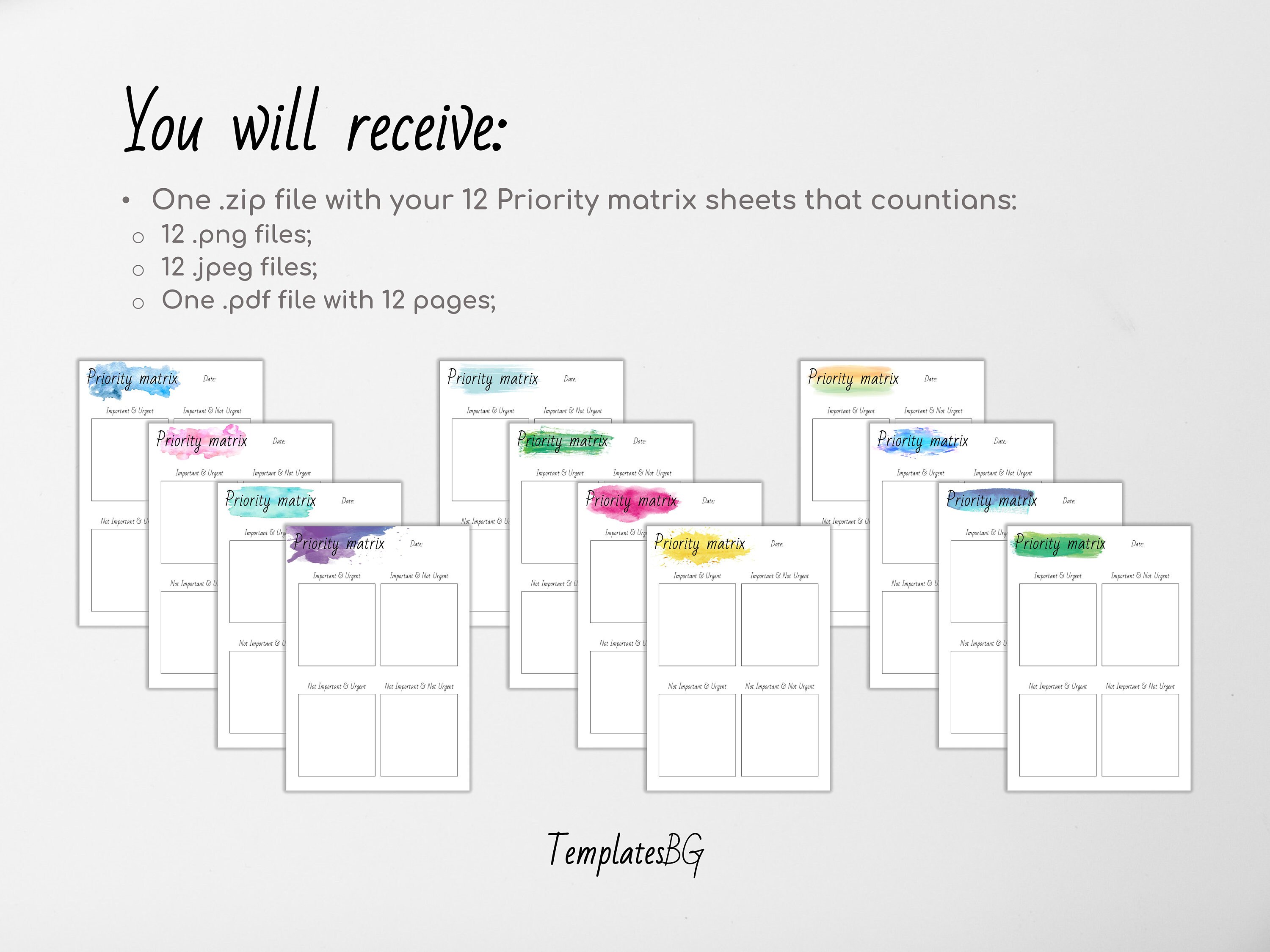 Printable Priority Matrixsheettemplate, Form, To-do List Created in PDF ...
