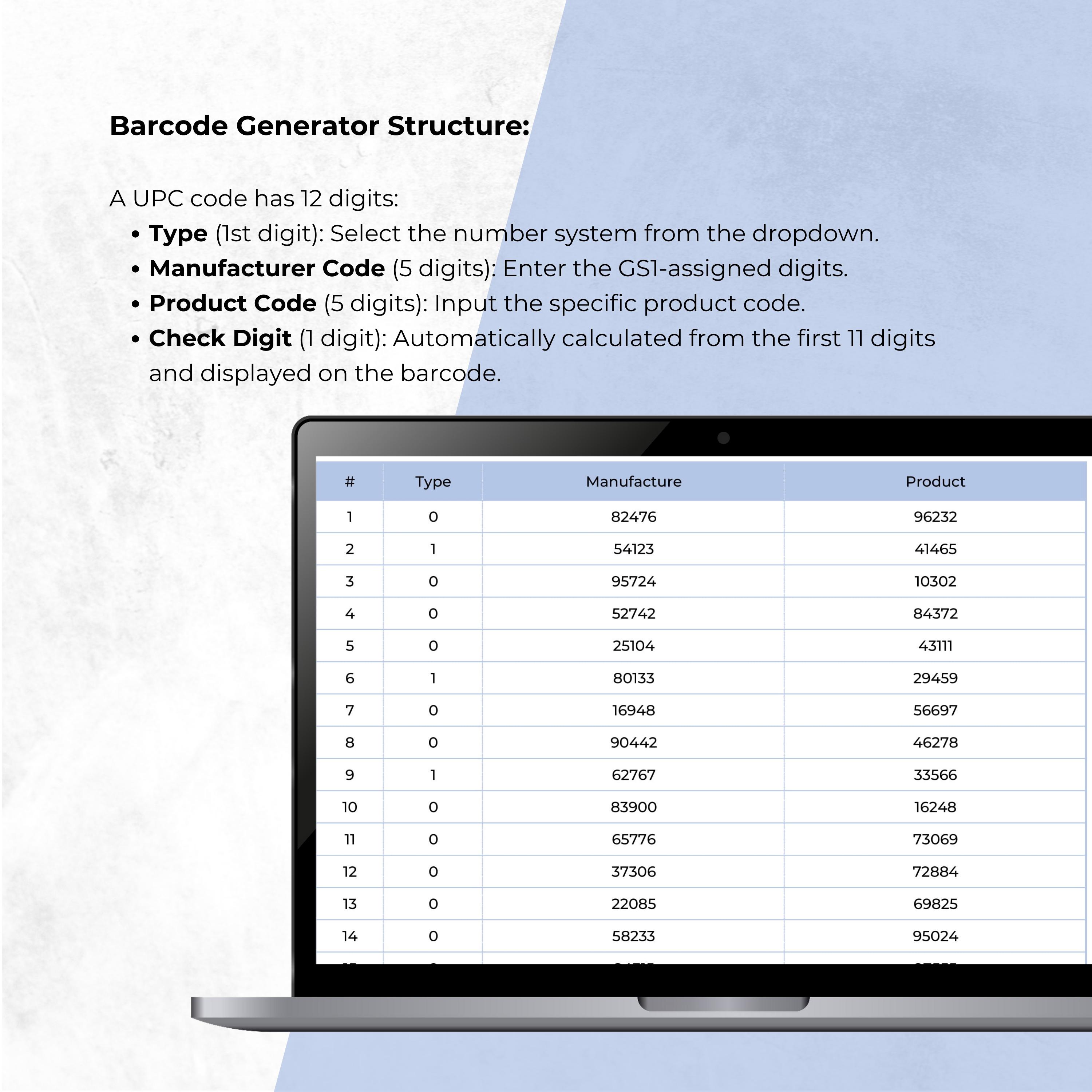 Excel Barcode Generator: UPC Codes & Inventory Management (digital ...