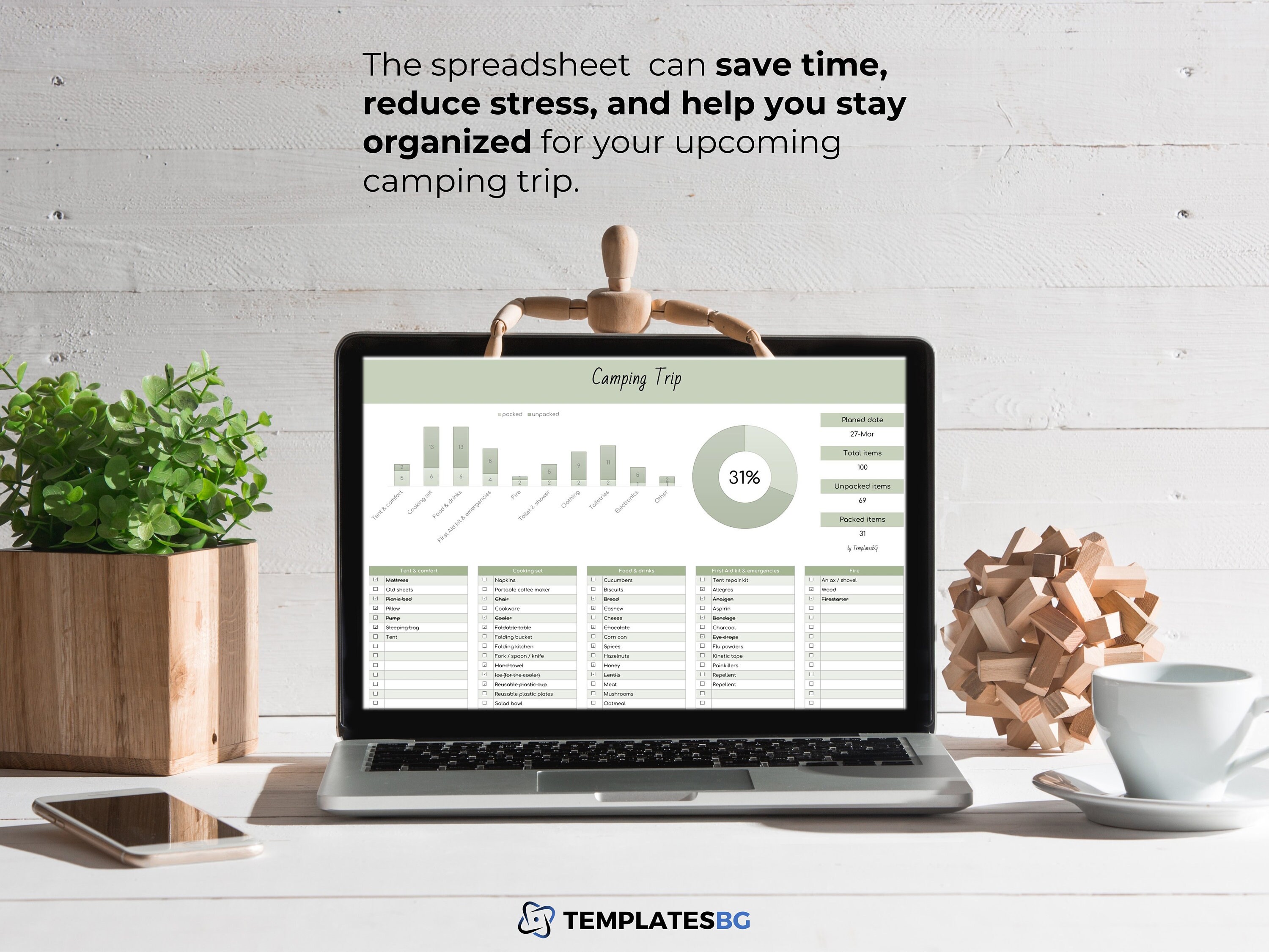 Camping Checklist Excel Spreadsheet: Travel Checklist for Tent Camping ...