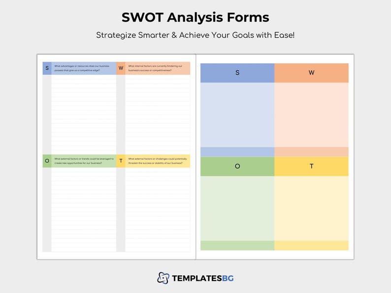 SWOT Matrix Printable Form Business Analysis Decision Making Strategy ...