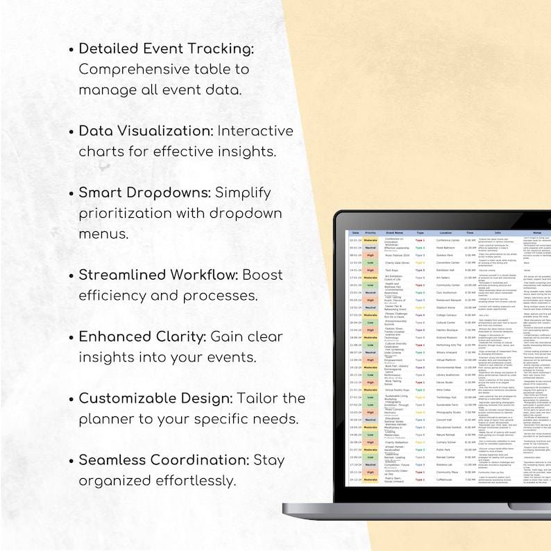 Event Planner Spreadsheet | Event Management, Calendar & Task Tracker ...