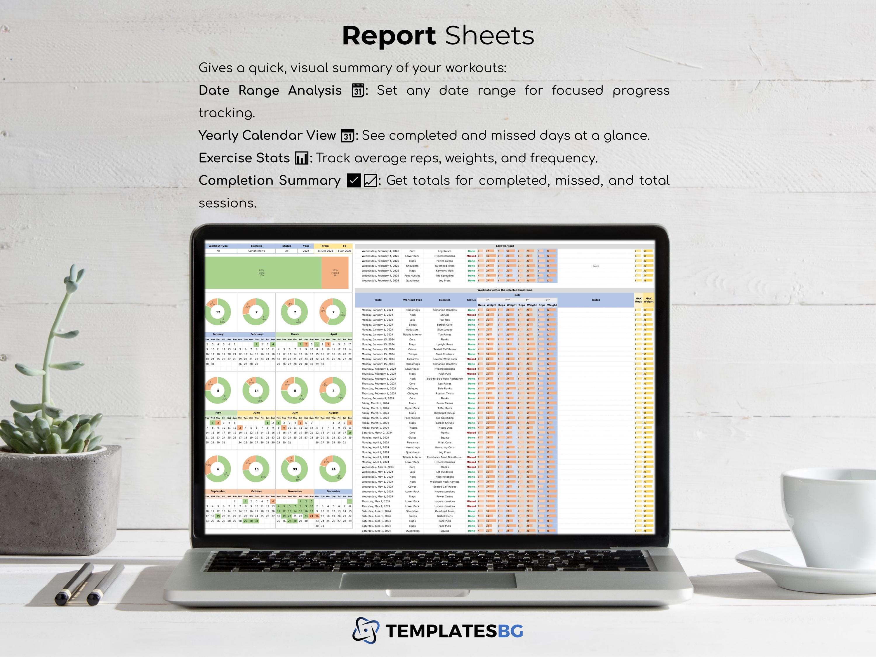 Workout Planner Excel Spreadsheet Template Exercise Tracker Excel ...