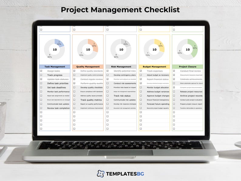 Project Management Checklist Template Excel Spredsheet Template Productivity Tool: Master Task ...