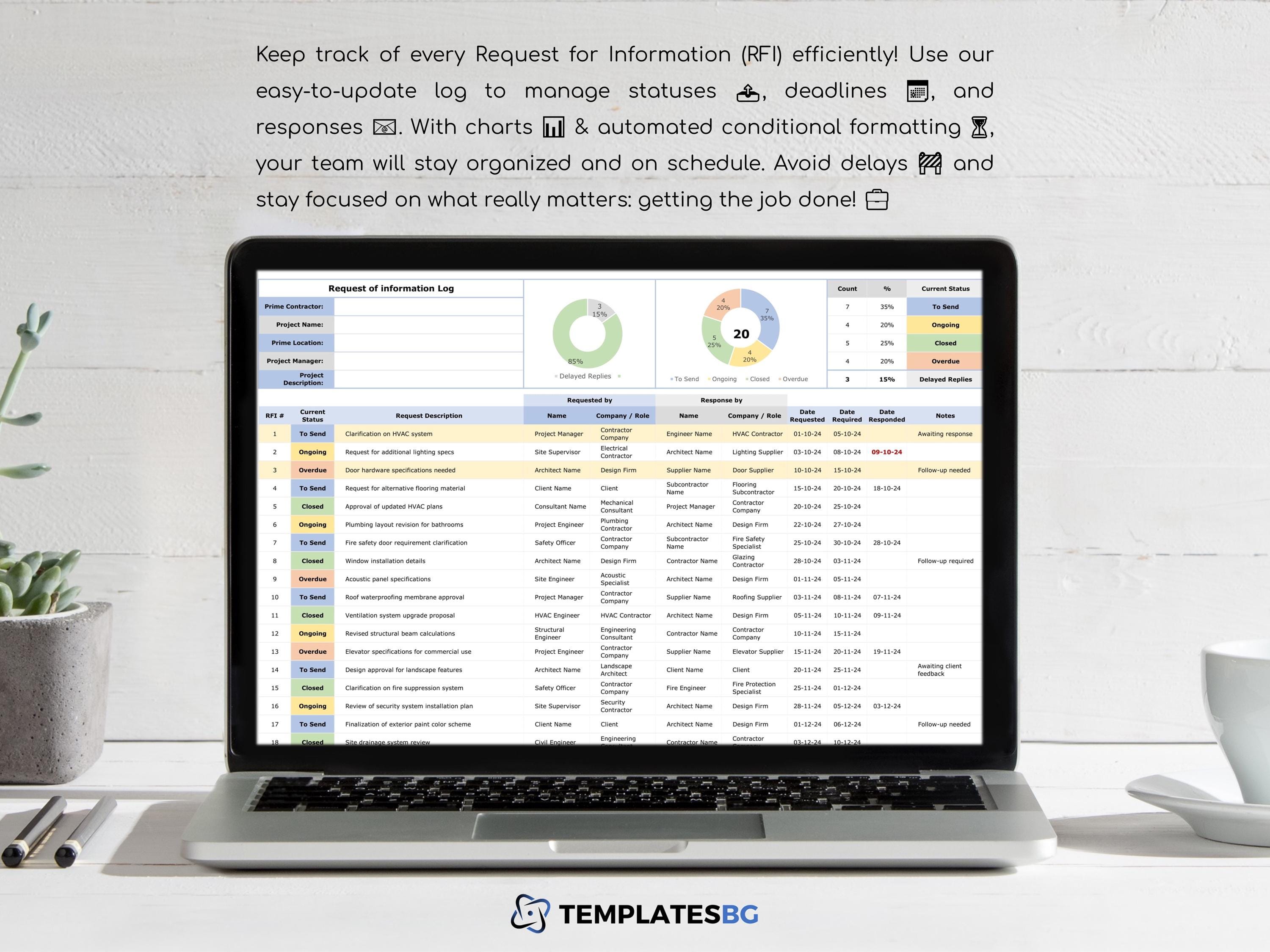 RFI Log Excel Template: Project Management Spreadsheet (digital Download) - Etsy