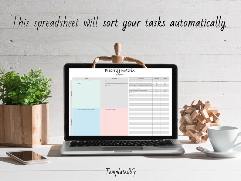 Digital Priority Matrixspreadsheet to Improve Your To-do List, Based on ...