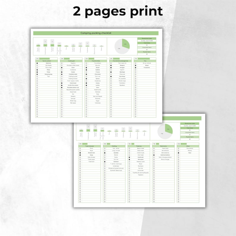 Camping Checklist Excel Spreadsheet: Tent & Outdoor Adventure (digital ...