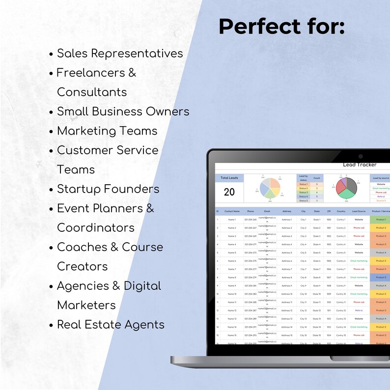 Lead Tracker Spreadsheet Template for Excel & Google Sheets | Sales CRM ...