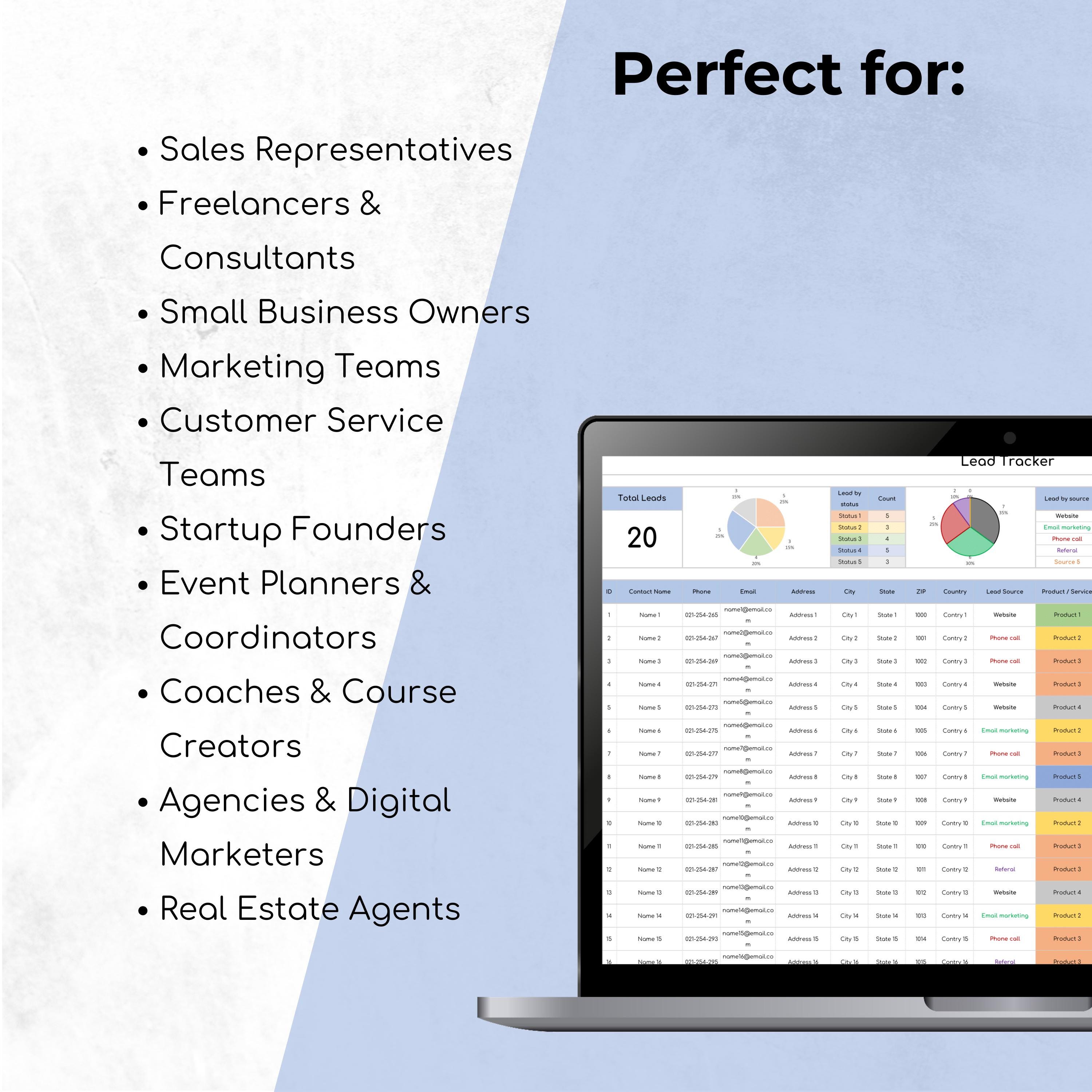 Lead Tracker Spreadsheet Template for Excel & Google Sheets | Sales CRM ...