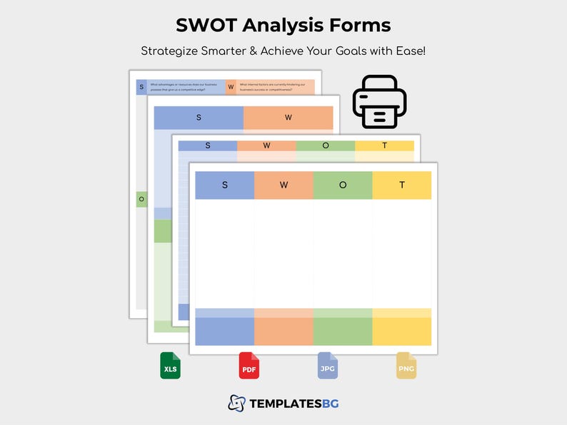 SWOT Matrix Printable Form Business Analysis Decision Making Strategy ...