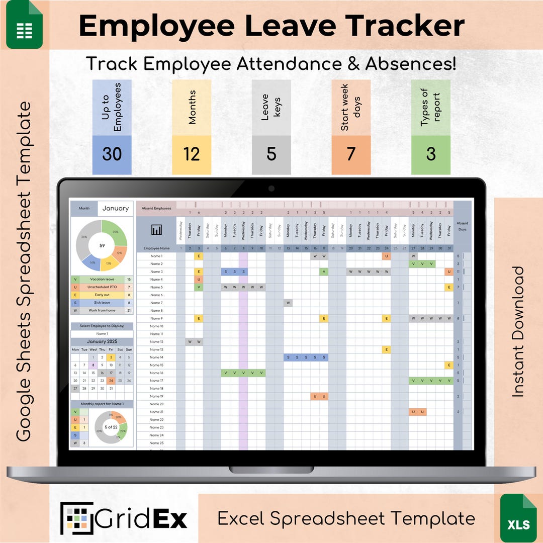 Employee Leave Tracker Template | Excel Spreadsheet & Google Sheets ...