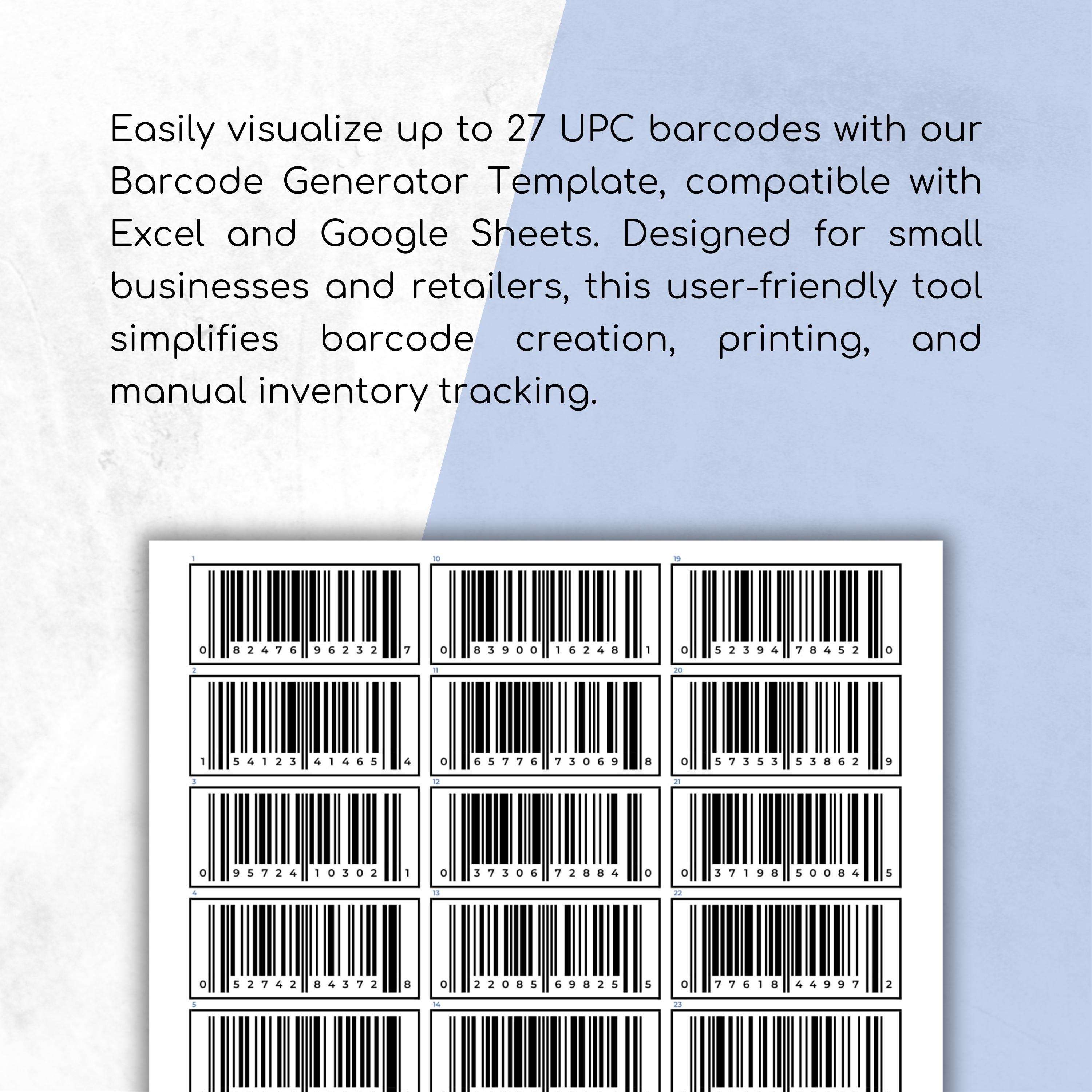 Excel Barcode Generator: UPC Codes & Inventory Management (digital ...