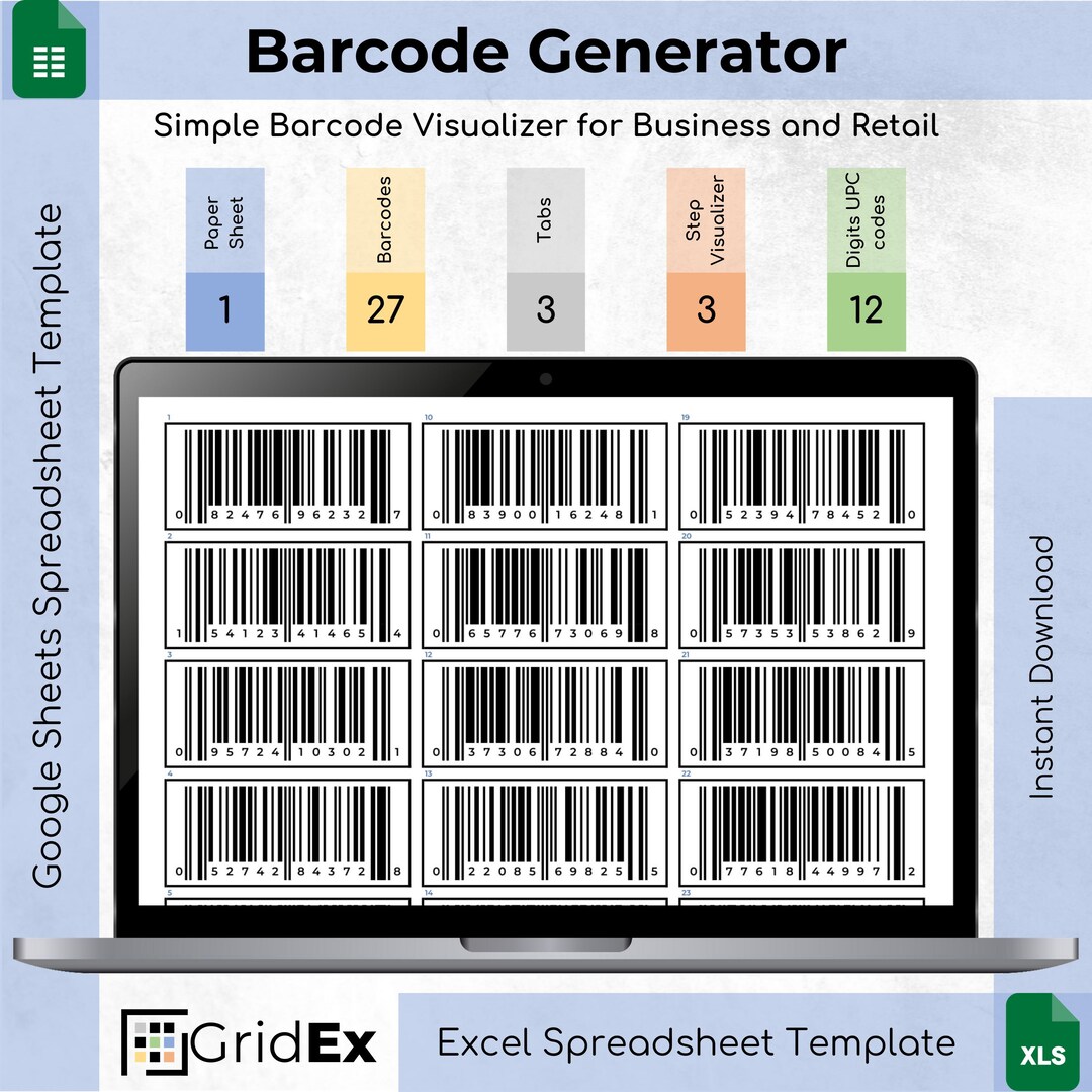Excel Barcode Generator: UPC Codes & Inventory Management (digital ...