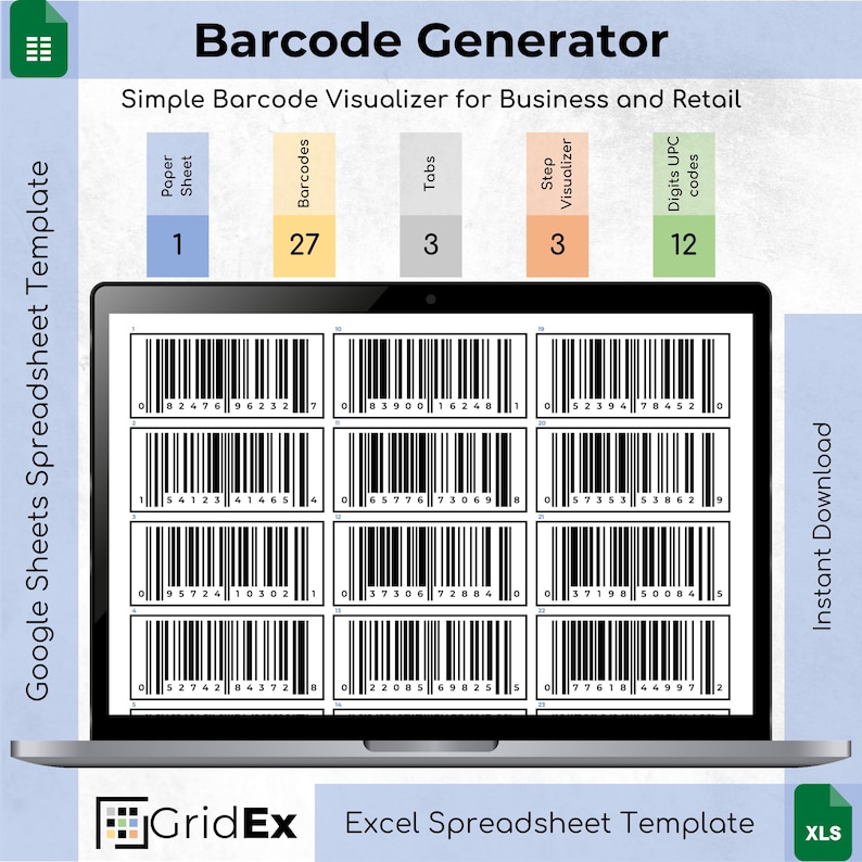 Excel Barcode Generator: UPC Codes & Inventory Management (digital Download) - Etsy