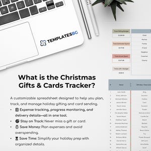 Gift List Tracker & Christmas Cards Plan Excel Spreadsheet Template for ...