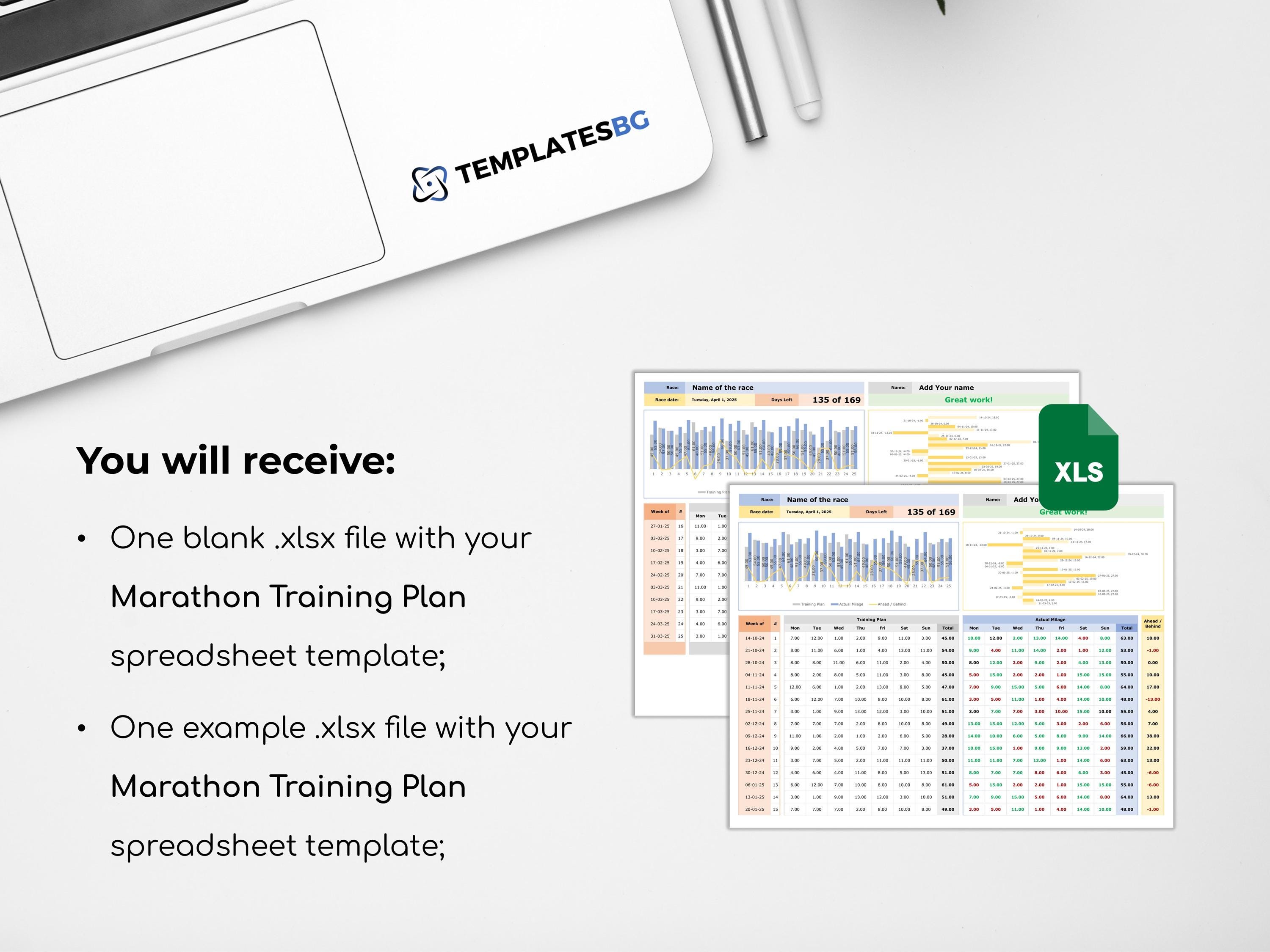Marathon Training Plan Spreadsheet: Running Tracker (excel Template) - Etsy