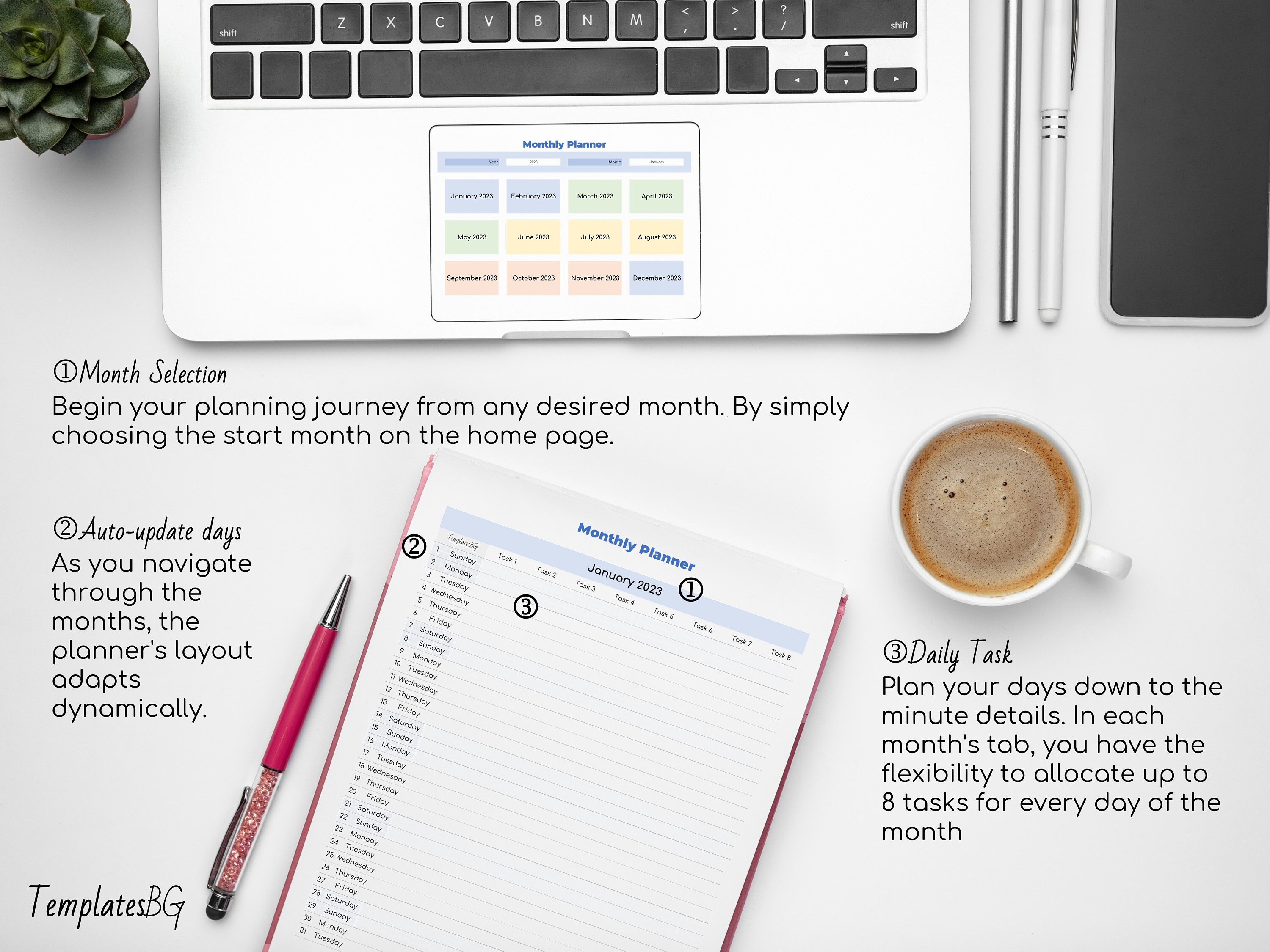 Monthly Planner Spreadsheet: Interactive Digital Organizer for - Etsy