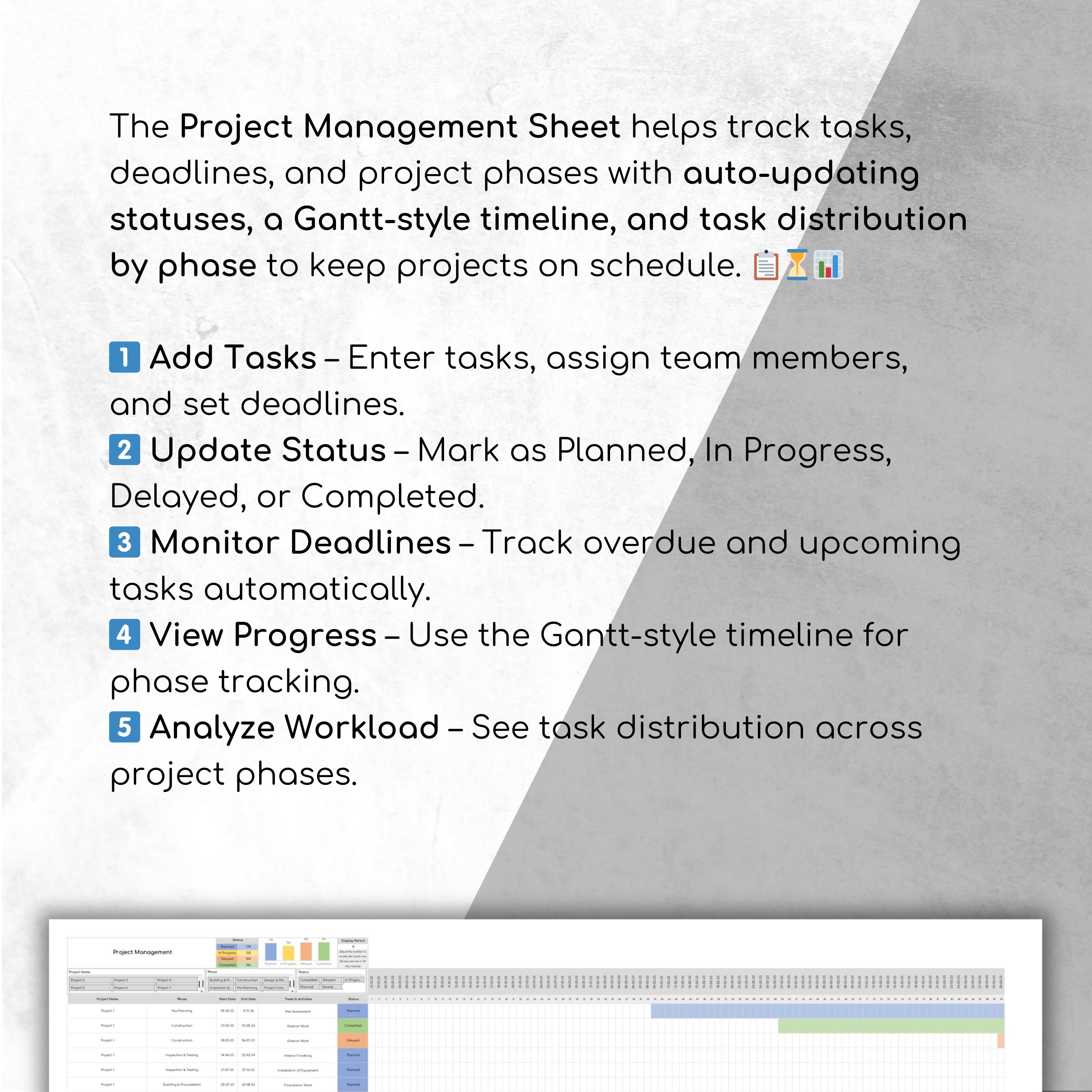 Construction Project Tracker: Excel & Google Sheets Template (digital ...