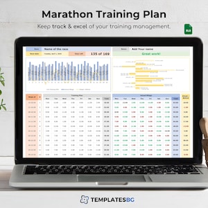 Maraton Running Plan & Tracker Spreadsheet Template: Running Excel ...
