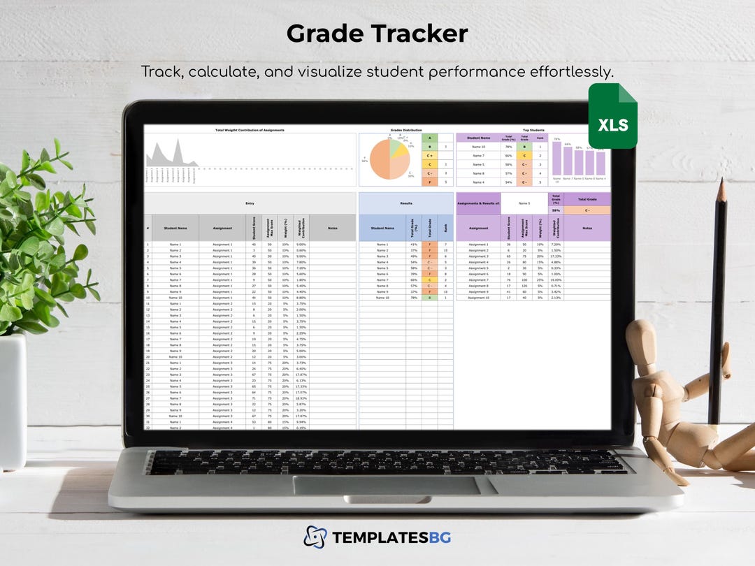 Grade Management Assingment Tracker Excel Spreadsheet Template Class ...
