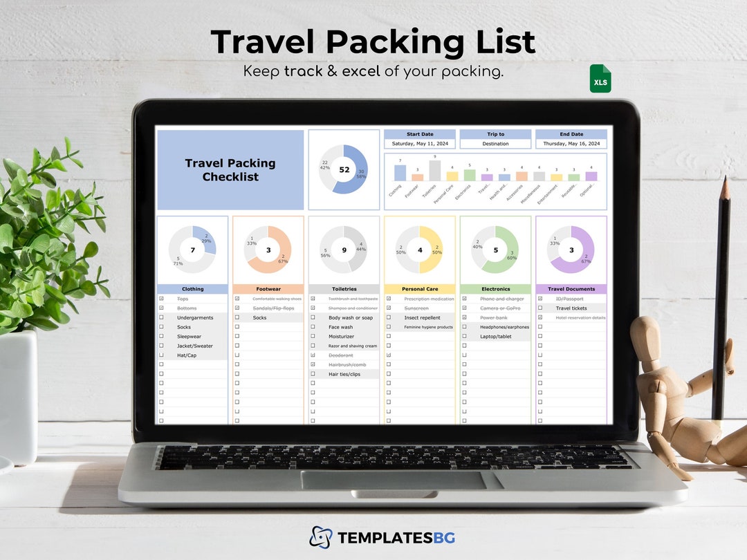 Travel Packing List Excel Spreadsheet Template: Travel Essentials ...