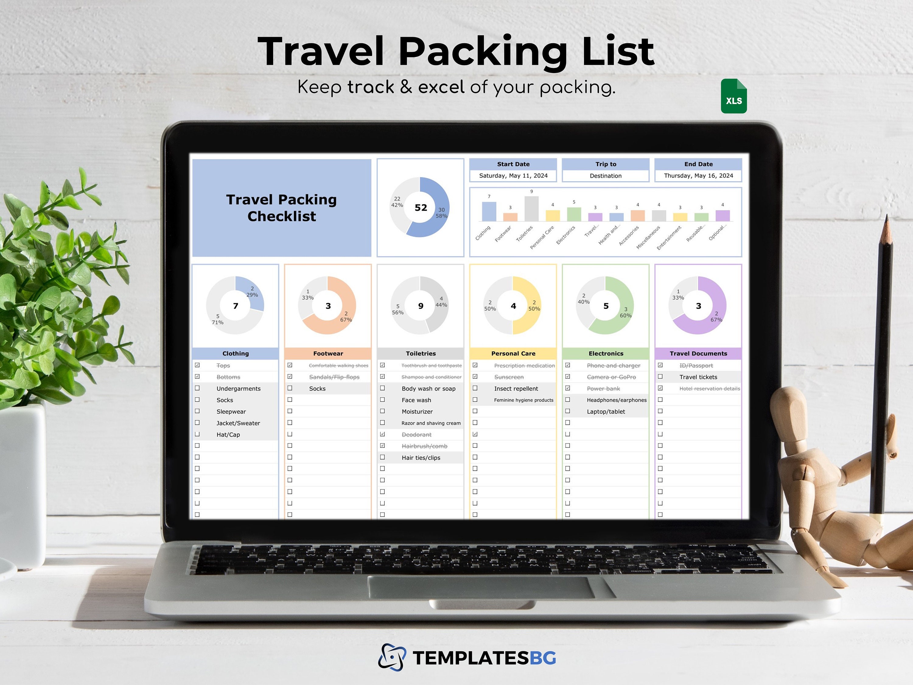 Travel Packing List Excel Spreadsheet Template: Travel Essentials ...
