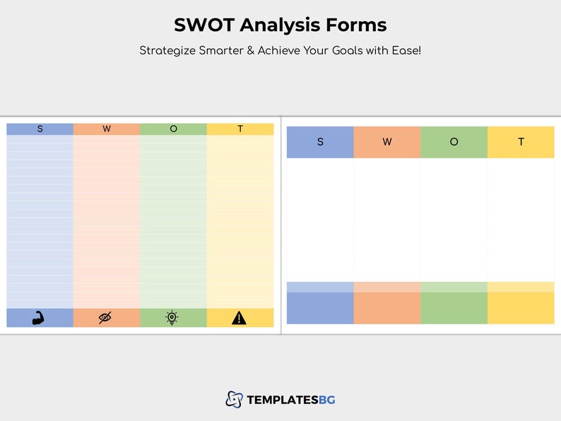 SWOT Matrix Printable Form Business Analysis Decision Making Strategy ...