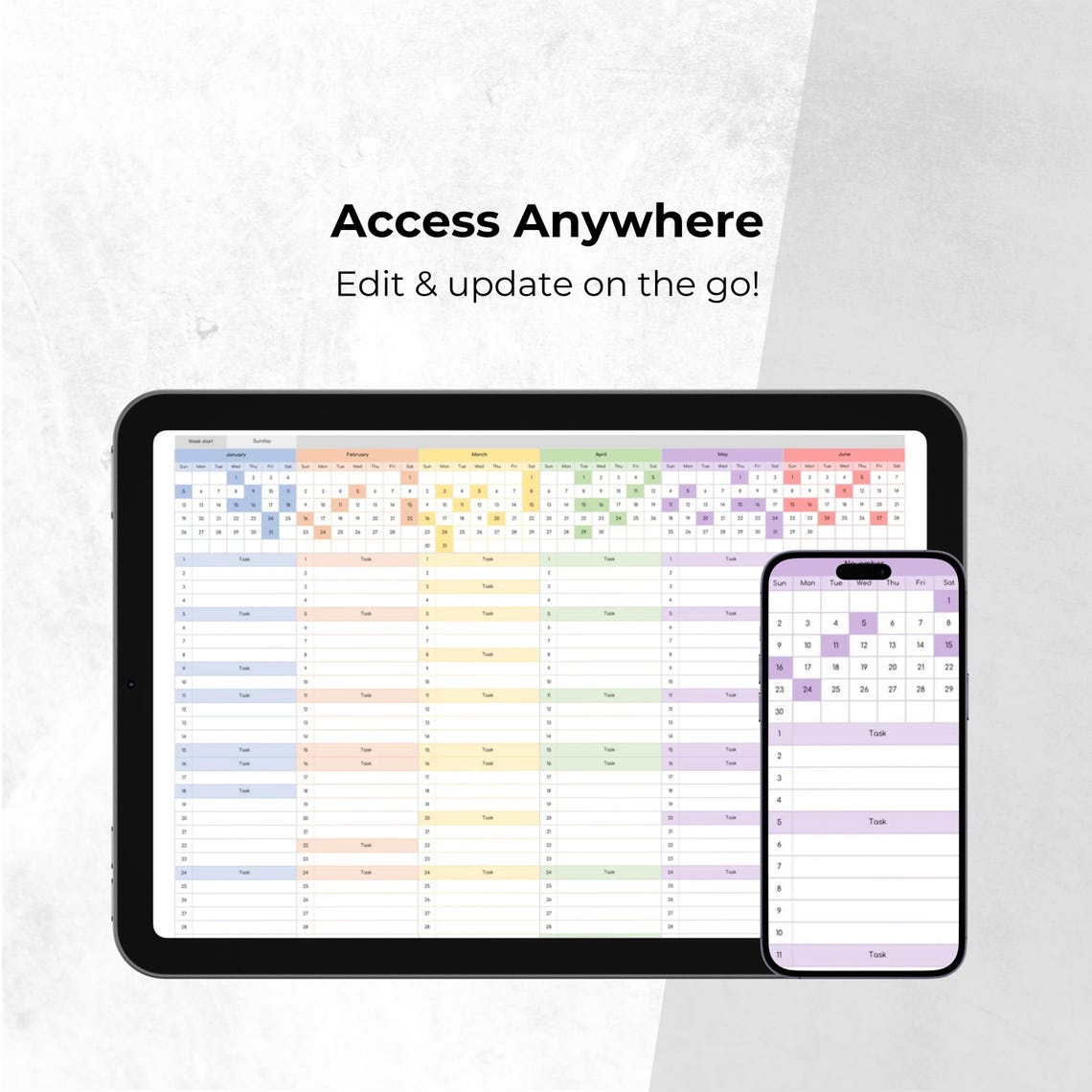 2026 Yearly Calendar Spreadsheet: Excel & Google Sheets Planner ...