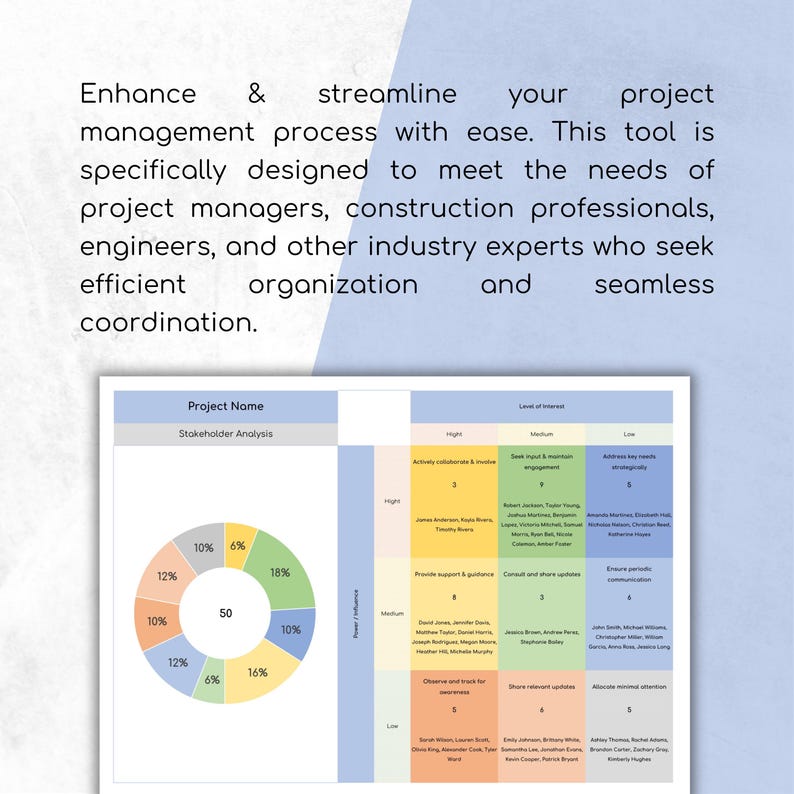 Stakeholder Management Spreadsheet Template | Project Coordination Tool ...