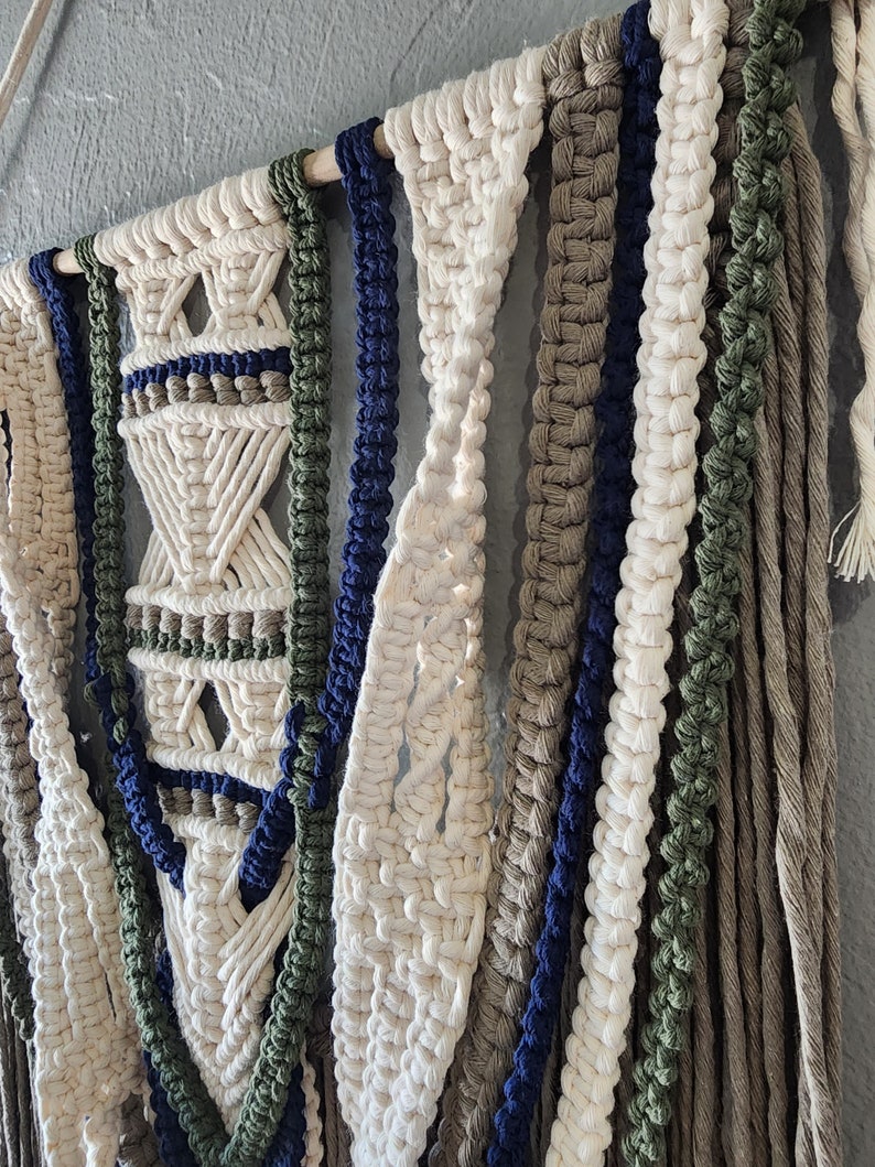 Blue and Green Layered Macrame Wall Hanging - Etsy