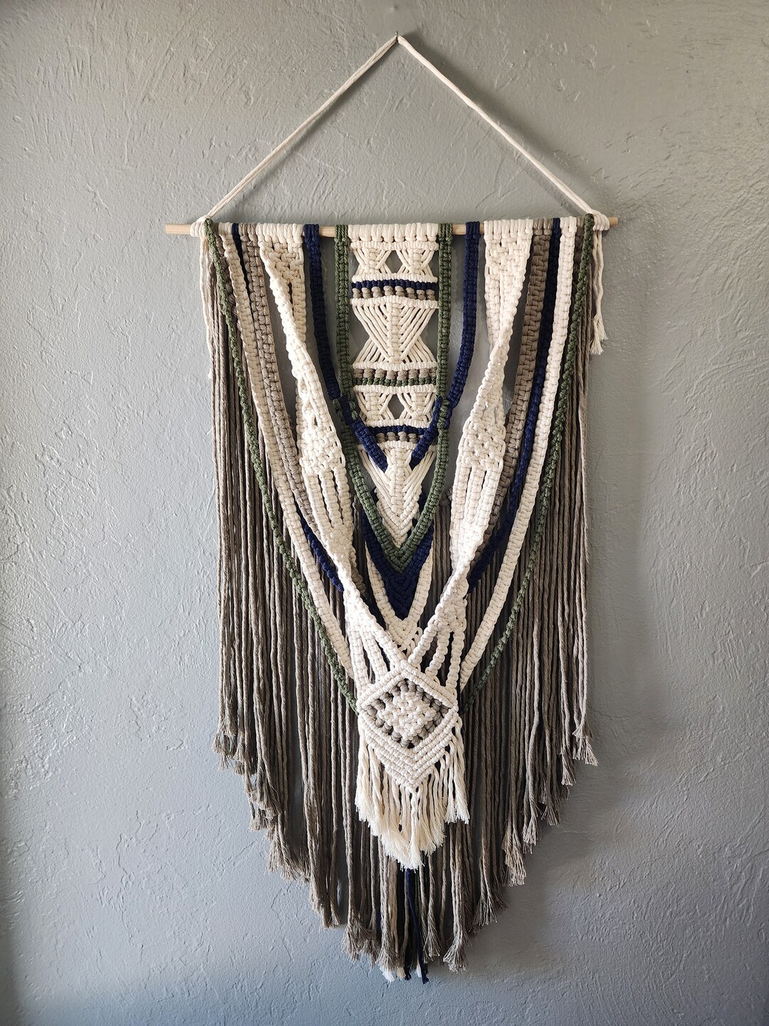 Blue and Green Layered Macrame Wall Hanging - Etsy