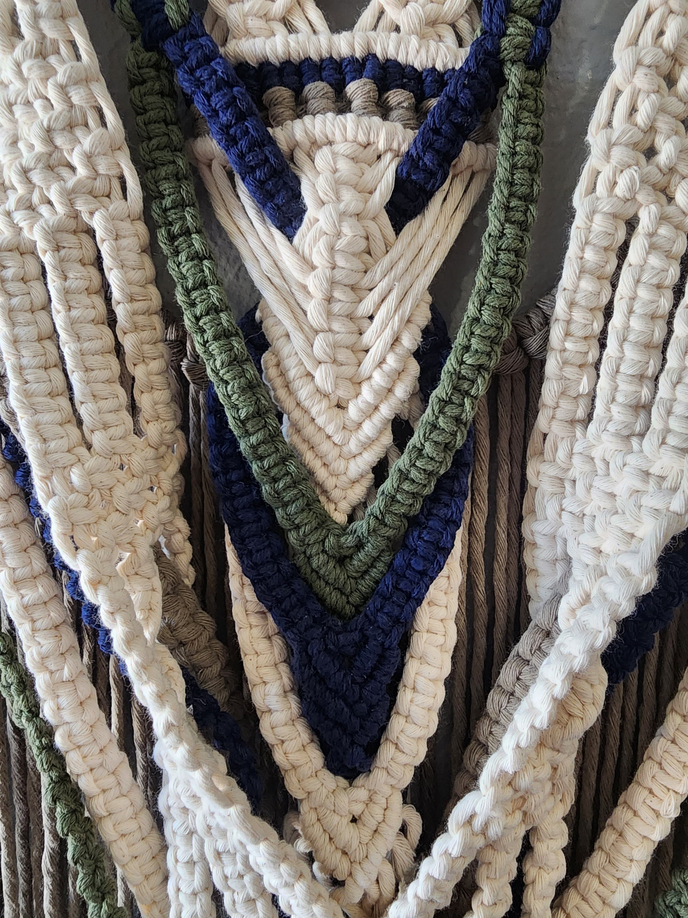 Blue and Green Layered Macrame Wall Hanging - Etsy