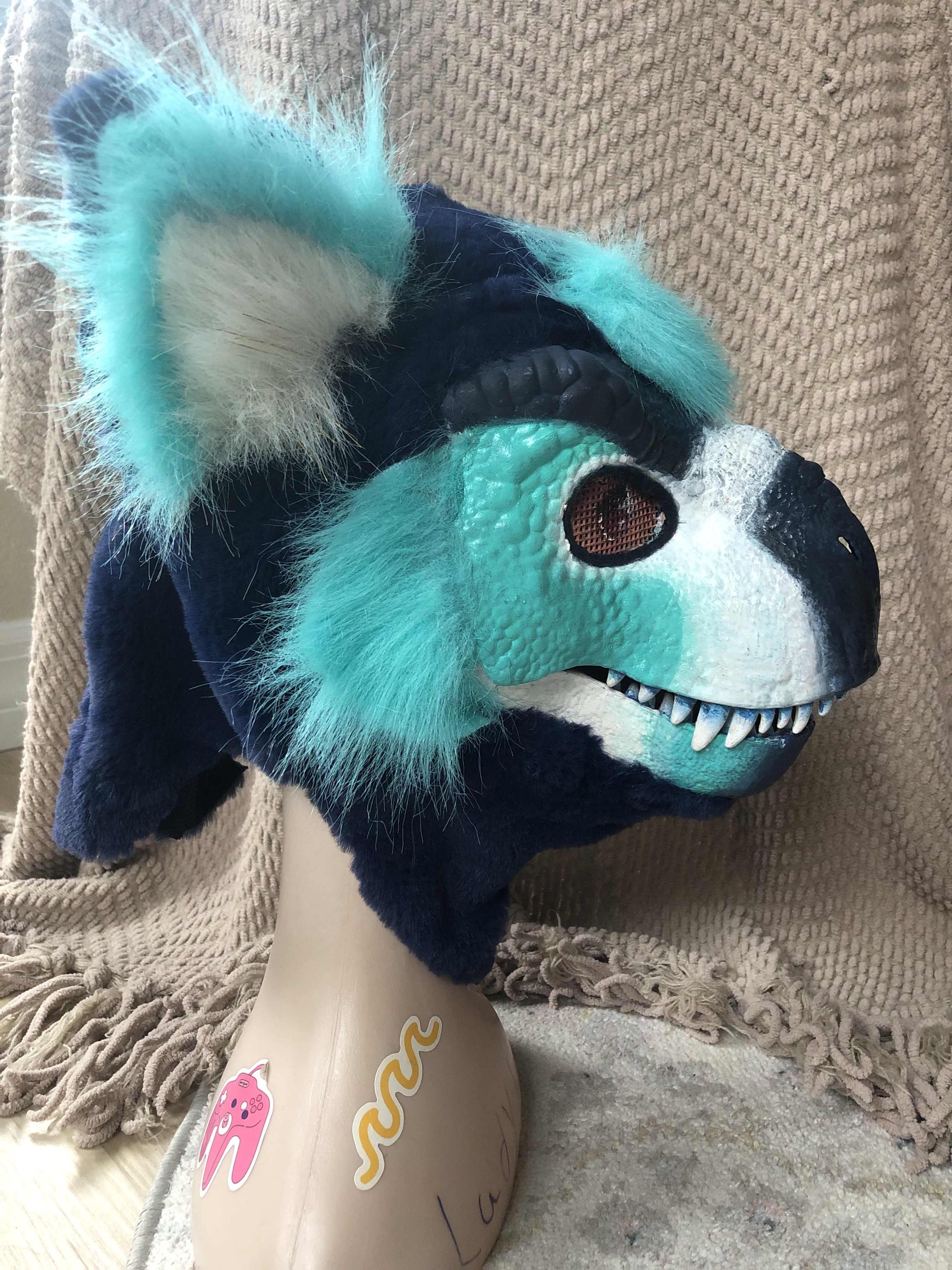 Blue Dino Mask Fursuit Head Moving Jaw - Etsy