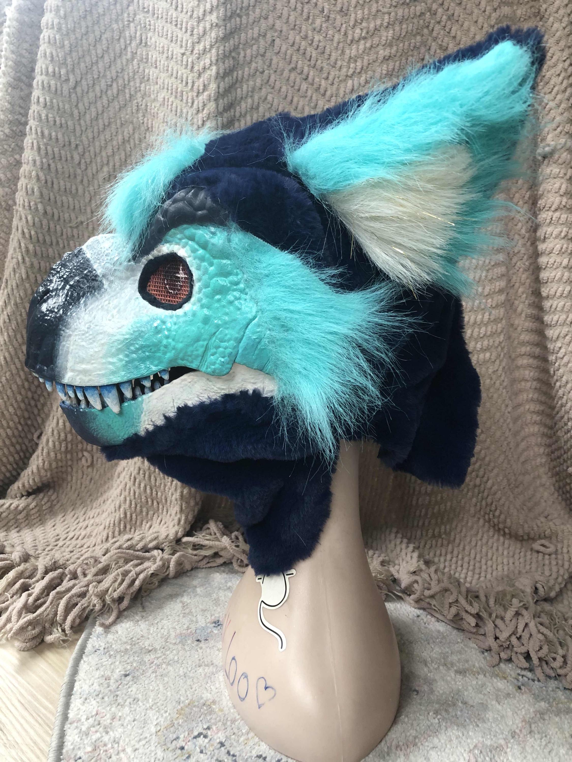 Blue Dino Mask Fursuit Head Moving Jaw - Etsy