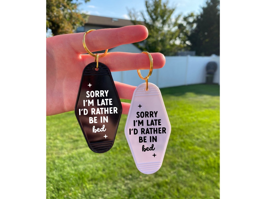 I'd Rather Be in Bed Motel Keychain, Retro Motel Keychain, Sorry I'm ...
