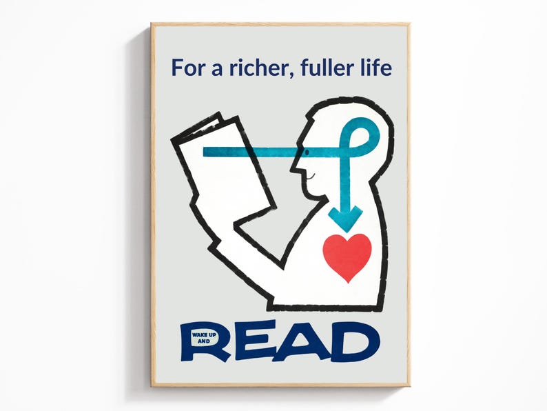 Retro Reading Poster, National Library Week Print, English Classroom ...