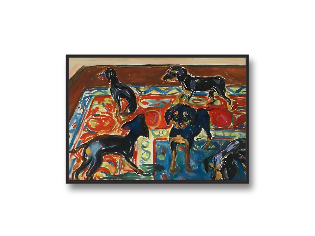 Edvard Munch Five Puppies Art Print, Expressionist Dog Painting ...