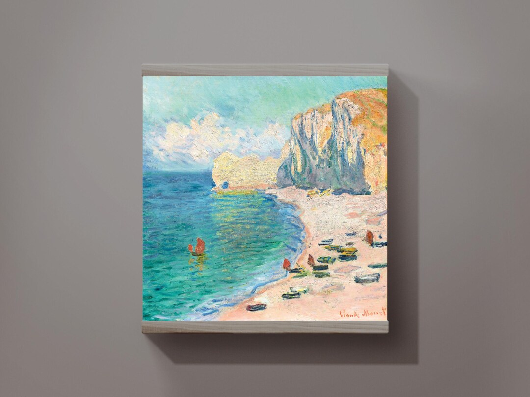 Claude Monet Print Etretat French Country Print Square Beach Print Pink ...