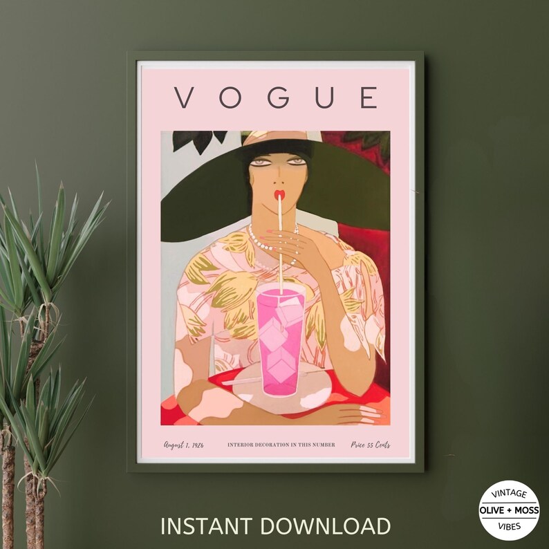 Vintage Vogue Poster Vogue Magazine Cover Luxury Fashion Etsy