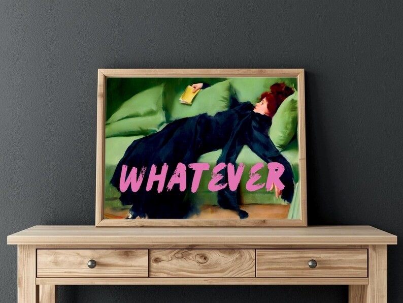 Whatever Poster, Altered Vintage Art, Decadent Young Woman Painting ...