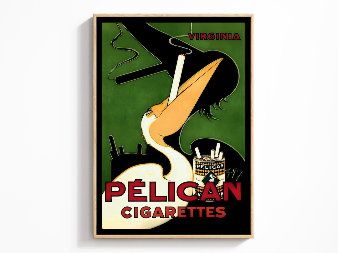 Pelican Cigarettes Ad Print: Retro Virginia Tobacco Poster, Quirky Bird ...