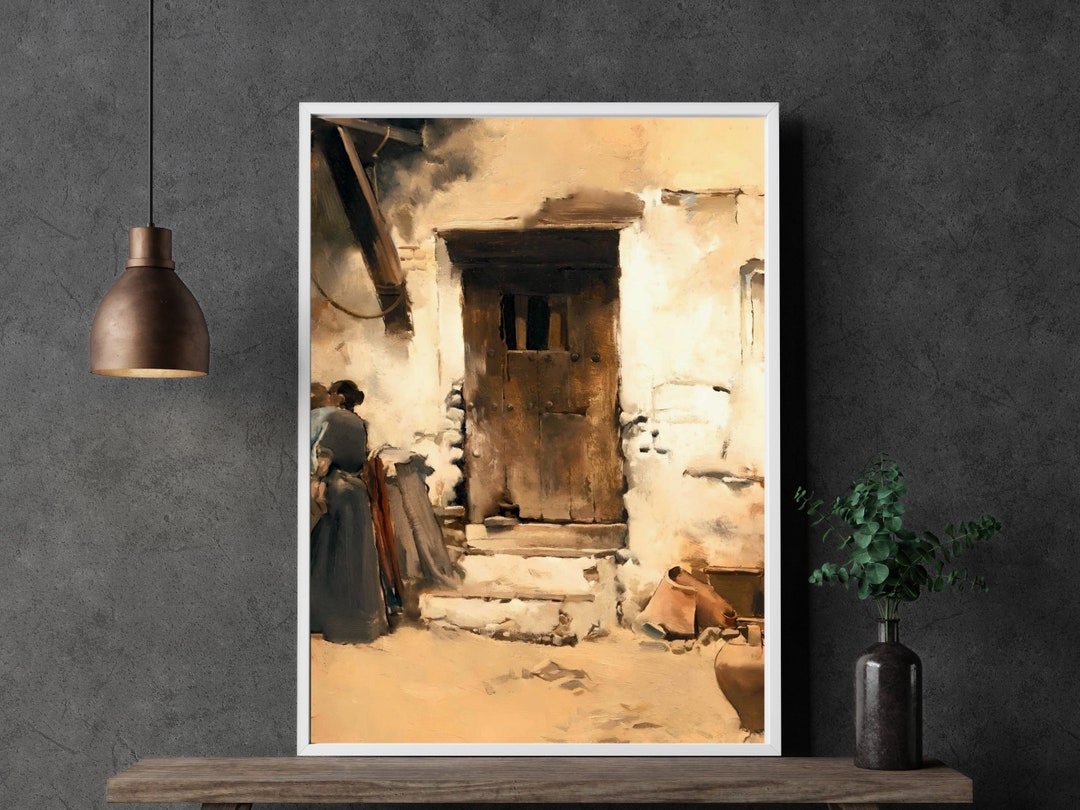 Victorian Art Print Printable Spanish Folk Art Print Vintage Village ...