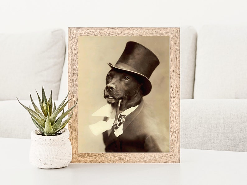 Vintage Dog Portrait Wall Art Printable Dog Dressed in Smoking Jacket ...