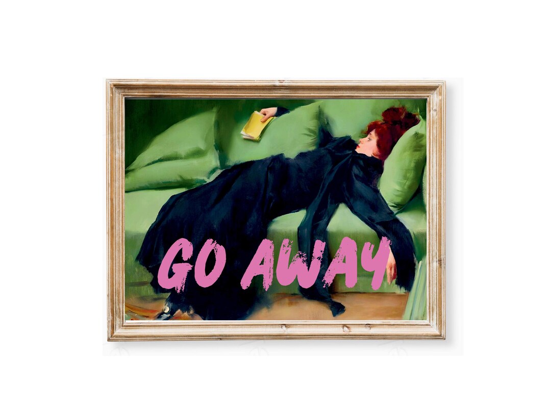 Go Away Poster, Altered Portrait Art, Cool Girl Print, Maximalist Wall ...