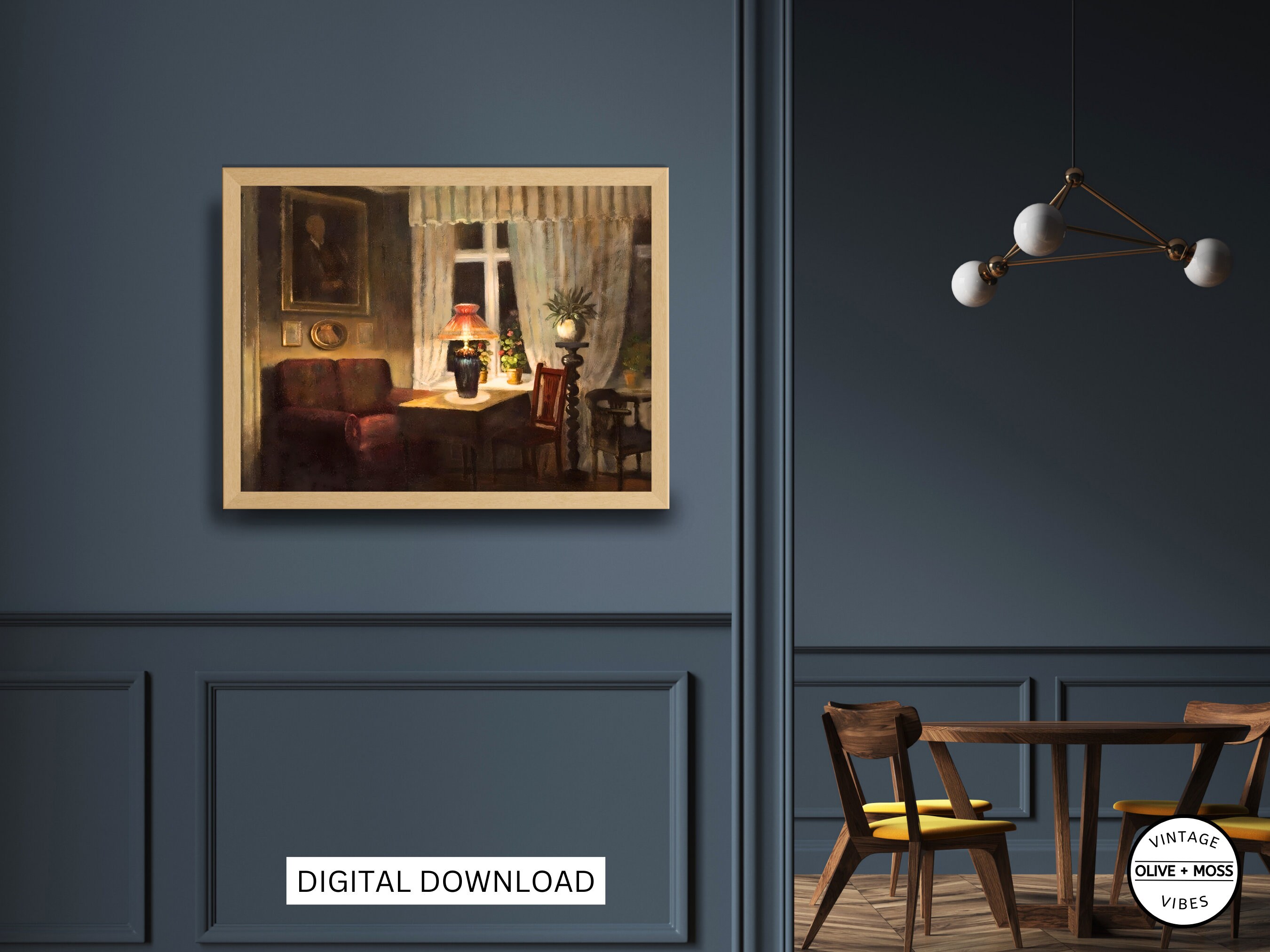 Moody Interior Scene, Vintage Still Life Painting, Cozy Home Print ...