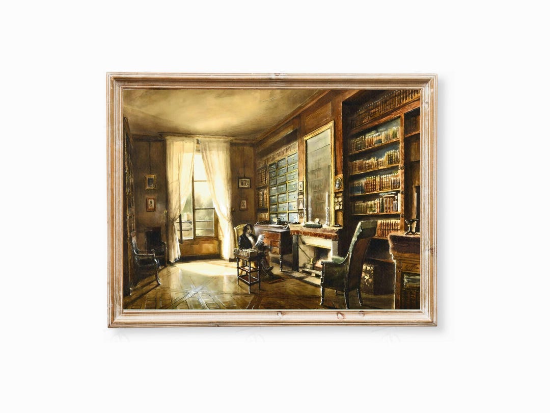 Victorian Man Reading Print, Vintage Library Printable Wall Art, 1800s ...