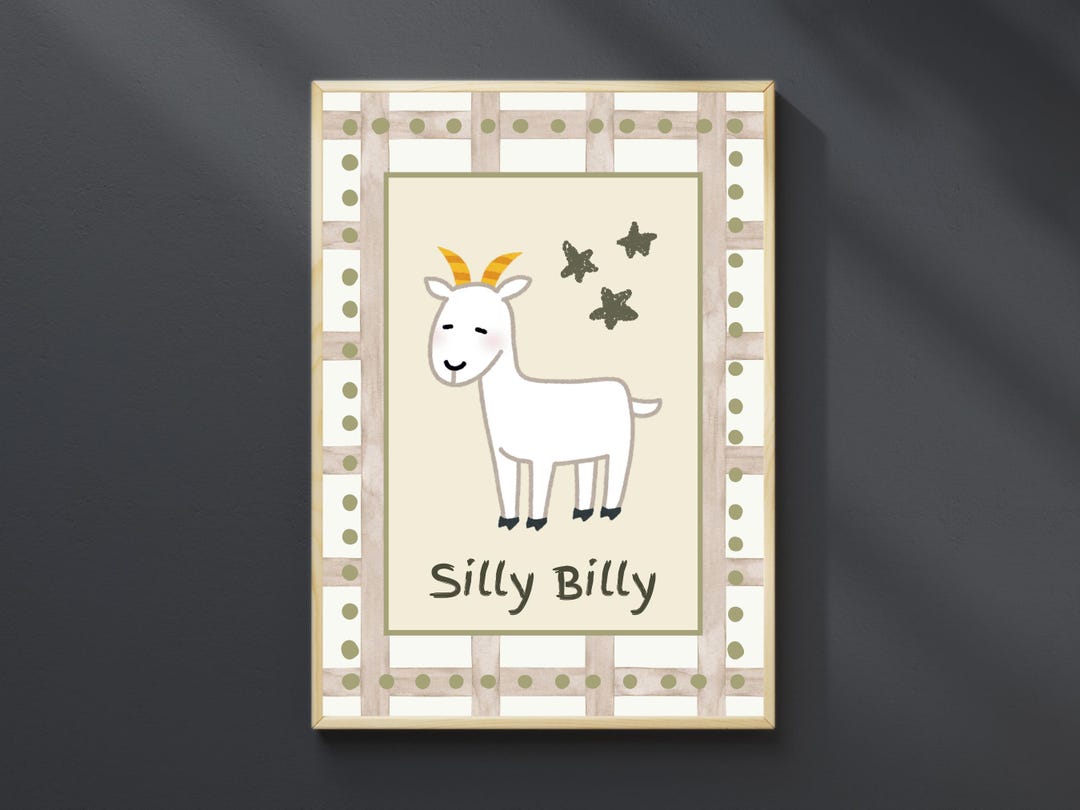Silly Billy Print, Whimsical Boys Nursery Art, Cute Goat Poster ...