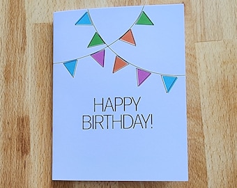 Happy Birthday Banner Greeting Card - Etsy