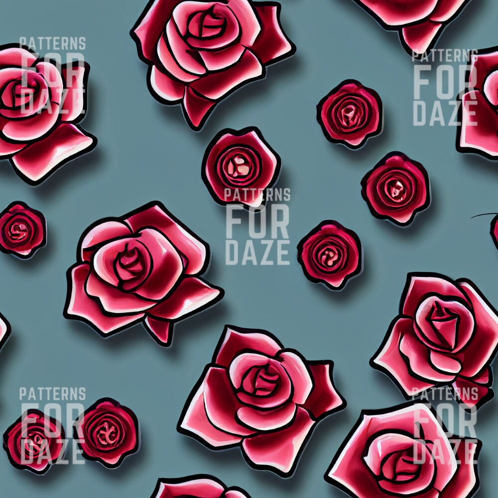 Rock-n-roses: Downloadable Seamless Patterns, Instant Download ...